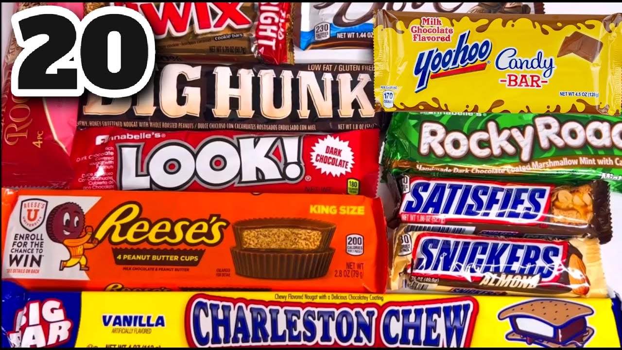 ASMR 20 Mystery Chocolate Candy Bars Satisfying Unboxing NO TALKING ...