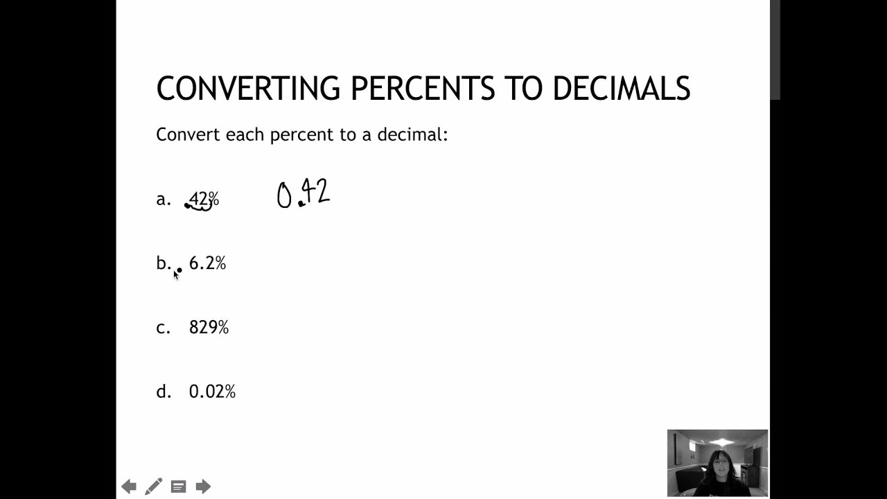 124 Converting Percents to Decimals (6.4) - YouTube
