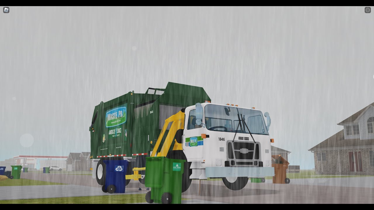 Waste Pro Autocar ACX Heil Python In Heavy Rain - YouTube