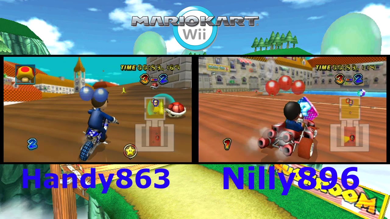 Mario Kart Wii - Online Races Split Screen - Handy863 VS Nilly896 - YouTube