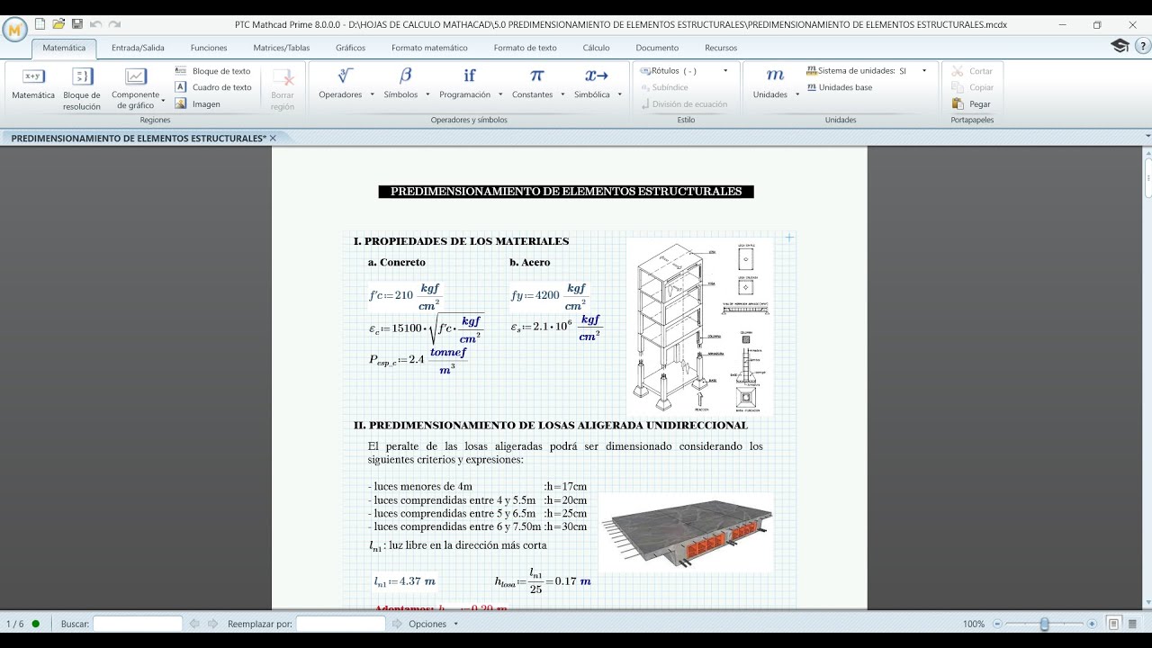 PREDIMENSIONAMIENTO DE ELEMENTOS ESTRUCTURALES (HOJA DE CALCULO MATHCAD ...