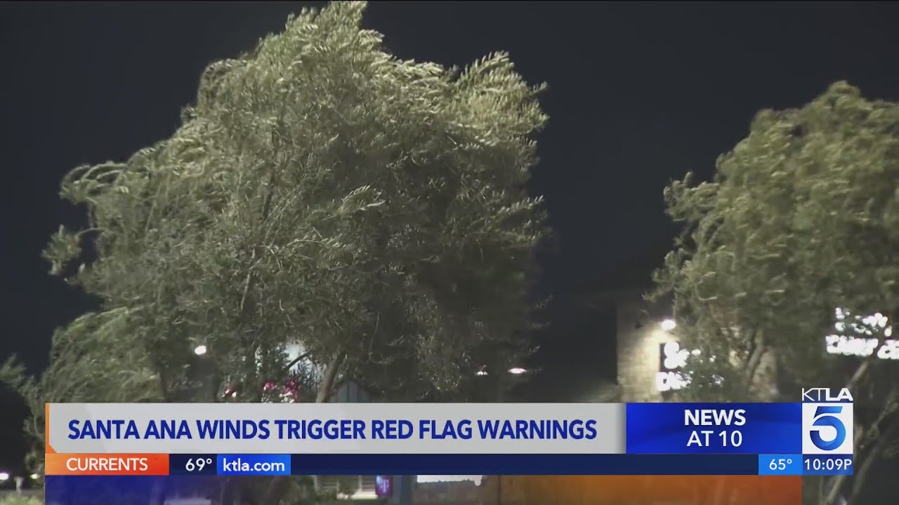 Santa Ana winds trigger red flag warnings in SoCal - YouTube