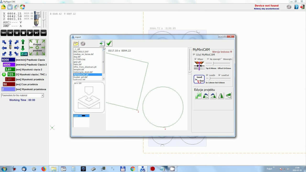 MyPlasm CNC - My Mini CAM - LeadIn LeadOut - YouTube