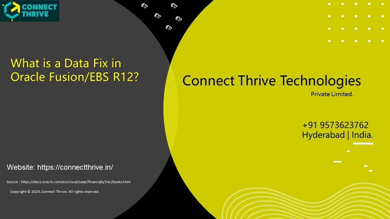 What is a Data Fix in Oracle Fusion Cloud or Oracle EBS R12 | Connect Thrive Technologies - YouTube