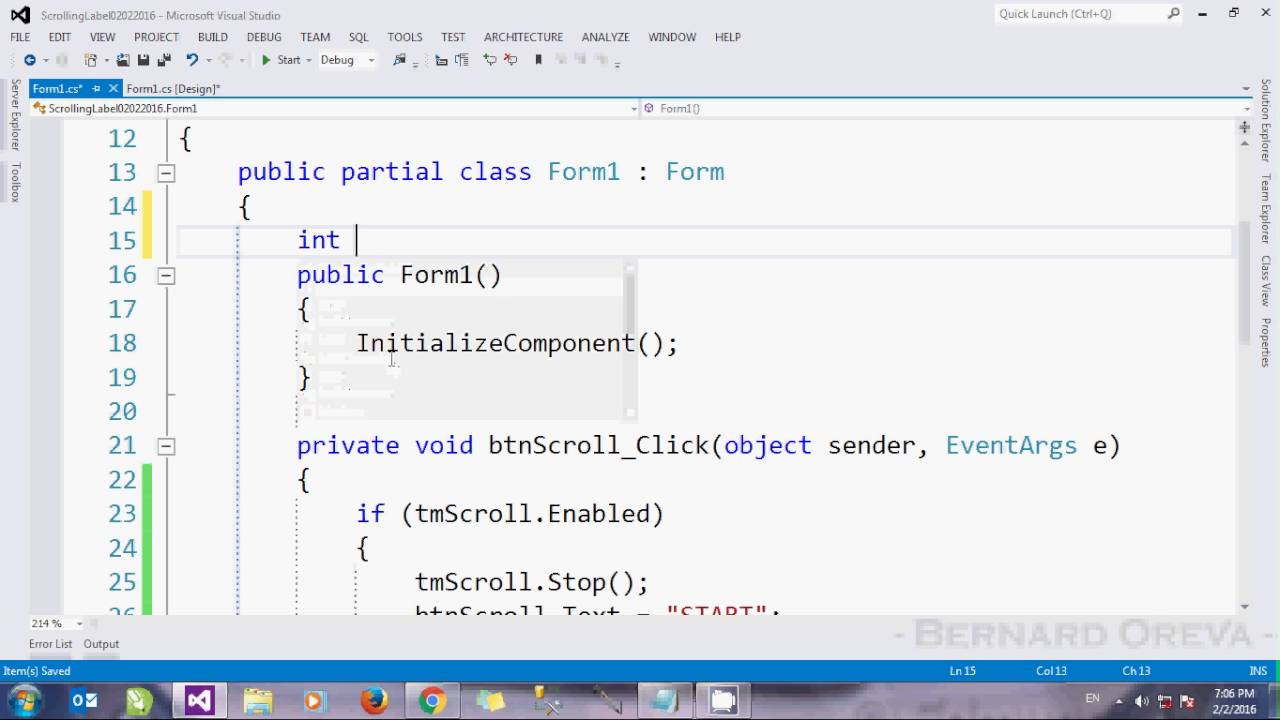 BERNARD OREVA - Scrolling Label on Windows Form using CSharp.Net - YouTube