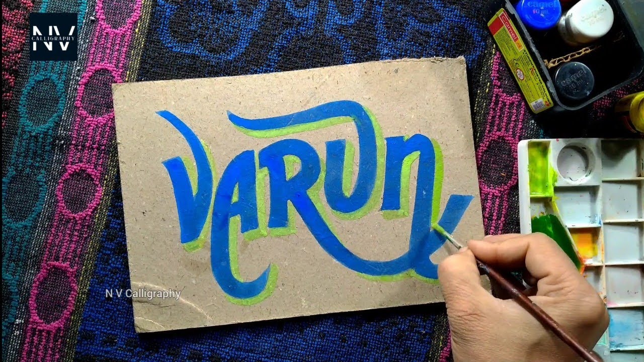 English letter writing by brush | How to write by Brush Varun Name ...