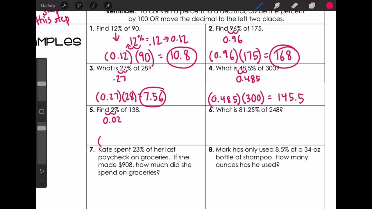 Percent Equations Guided Notes - YouTube
