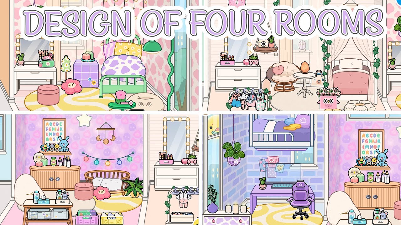 Design of four ROOMS! 🫶 NEW FURNITURE PACK 💜🤍| House Ideas | NEW ...