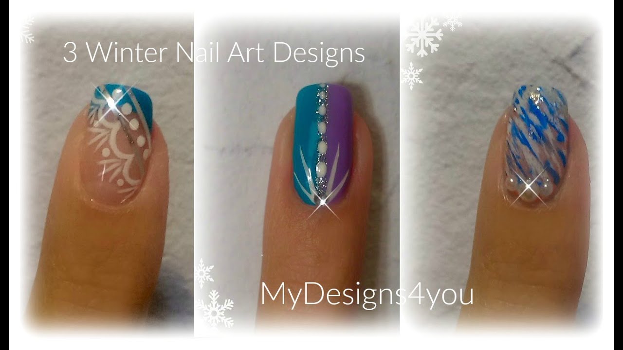 3 Winter Nail Art Designs | 3 Diseños de Uñas Para Invierno ♥ - YouTube
