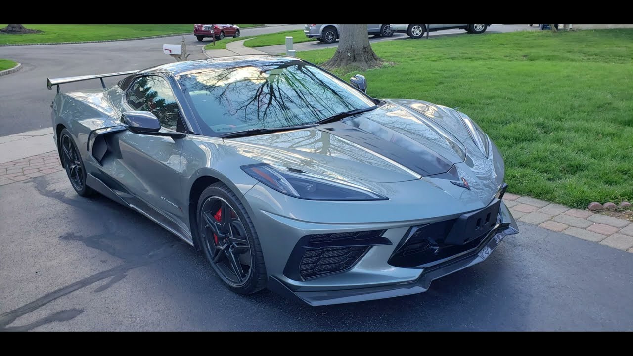 Corvette C8 Convertible Hypersonic Gray with red pinstripes - YouTube