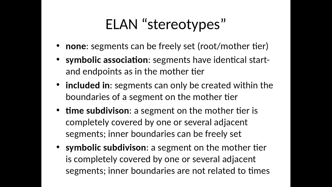 12 ELAN tier types + stereotypes - YouTube