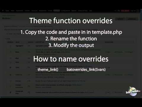 65. How to override a theme function (a Drupal how-to) - YouTube
