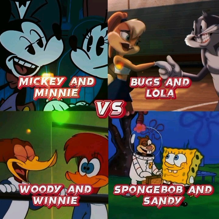Mickey and Minnie vs Bugs and Lola vs Woody and Winnie vs SpongeBob and ...
