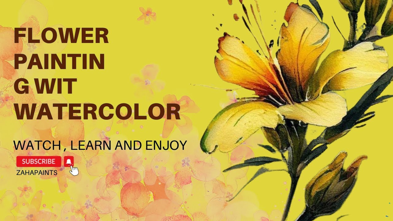 watercolor yellow flower painting easy and simple - YouTube