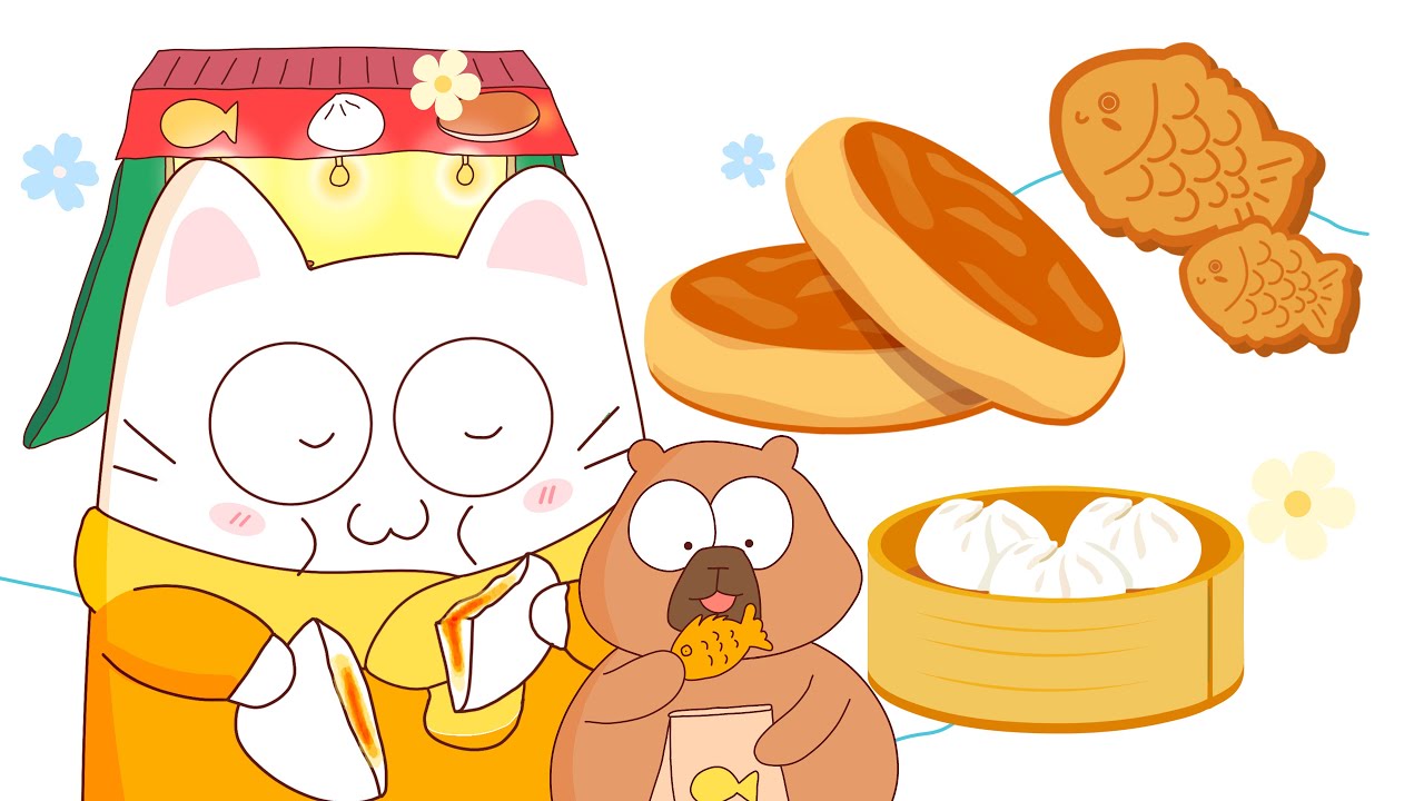 Cartoon mukbang | Cat & Cookie first meeting | ASMR Animation - YouTube