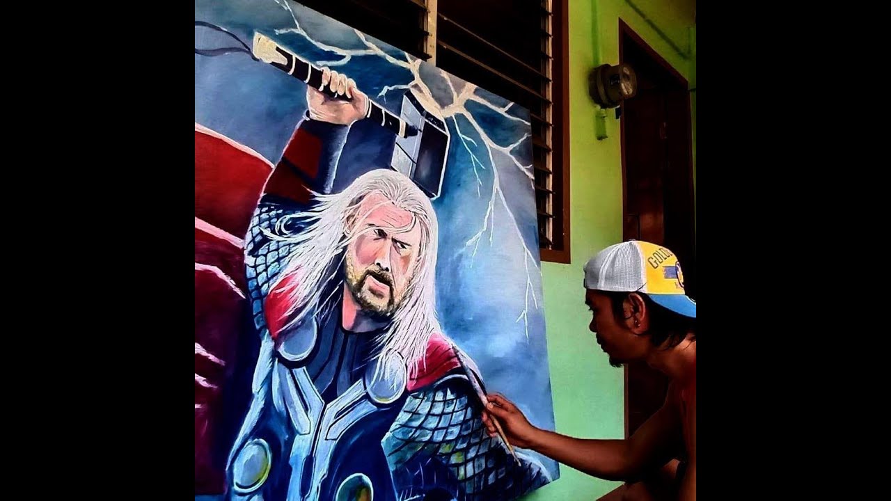 Thor Step by Step Acrylic Painting - YouTube