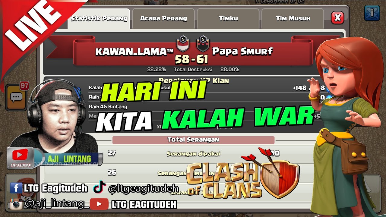 [COC] PART 4 KITA KALAH GENGS!! #live Clash Of Clans gameplay Indonesia #f2p - YouTube