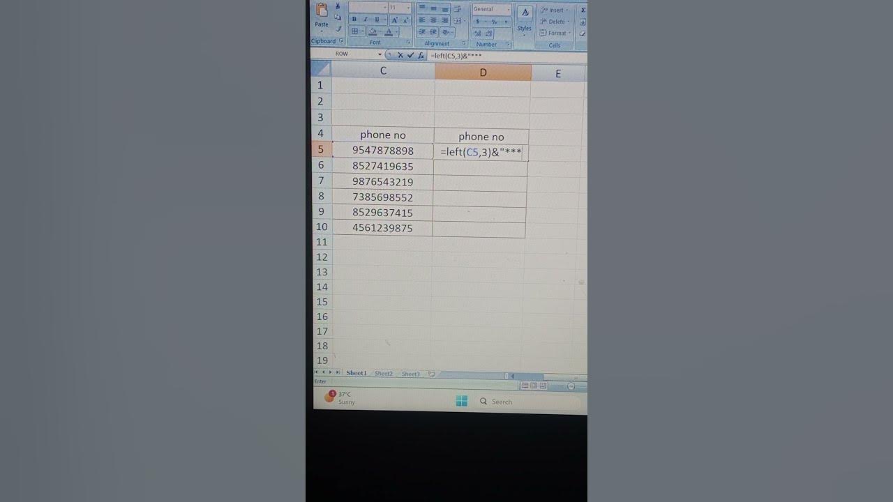 hide 4 digit phone number in excel - YouTube
