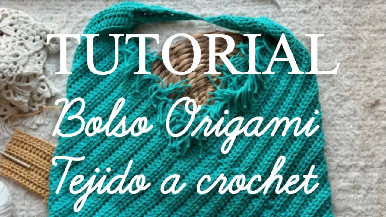 TUTORIAL BOLSO ORIGAMI TEJIDO A CROCHET! Solo con 1 rectángulo se forma ...