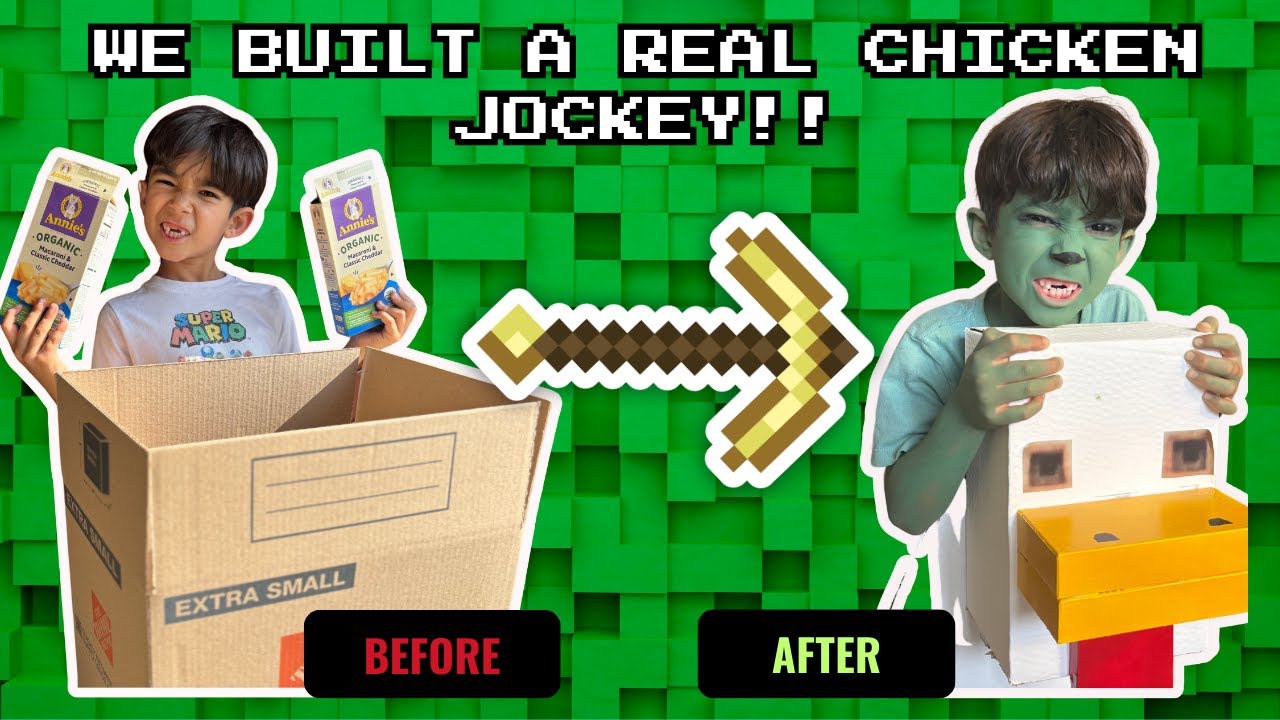 Real life Minecraft Build: Chicken Jockey Edition!🐔🧟 - YouTube