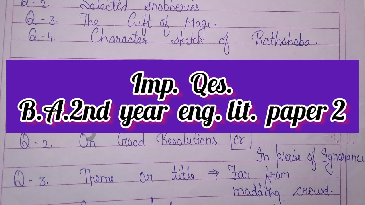 Imp. que. b.a.2nd year eng lit paper 2/b.a.2nd year eng lit paper 2 imp ...