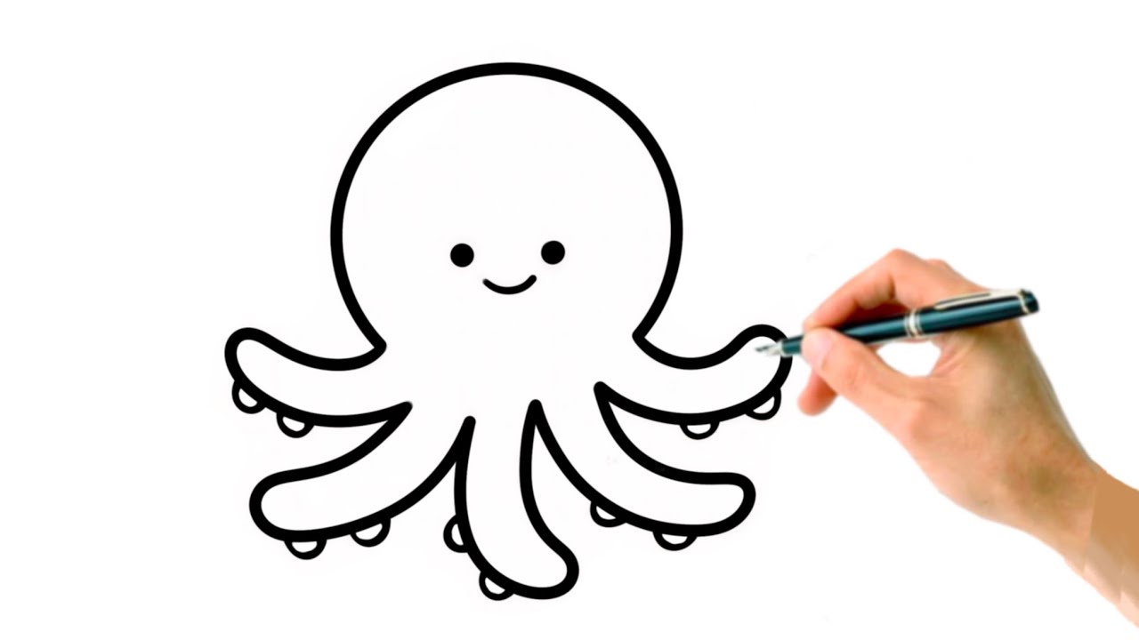 Drawing A Cute Octopus Guide Tutorial For Kids Step-By-Step - YouTube