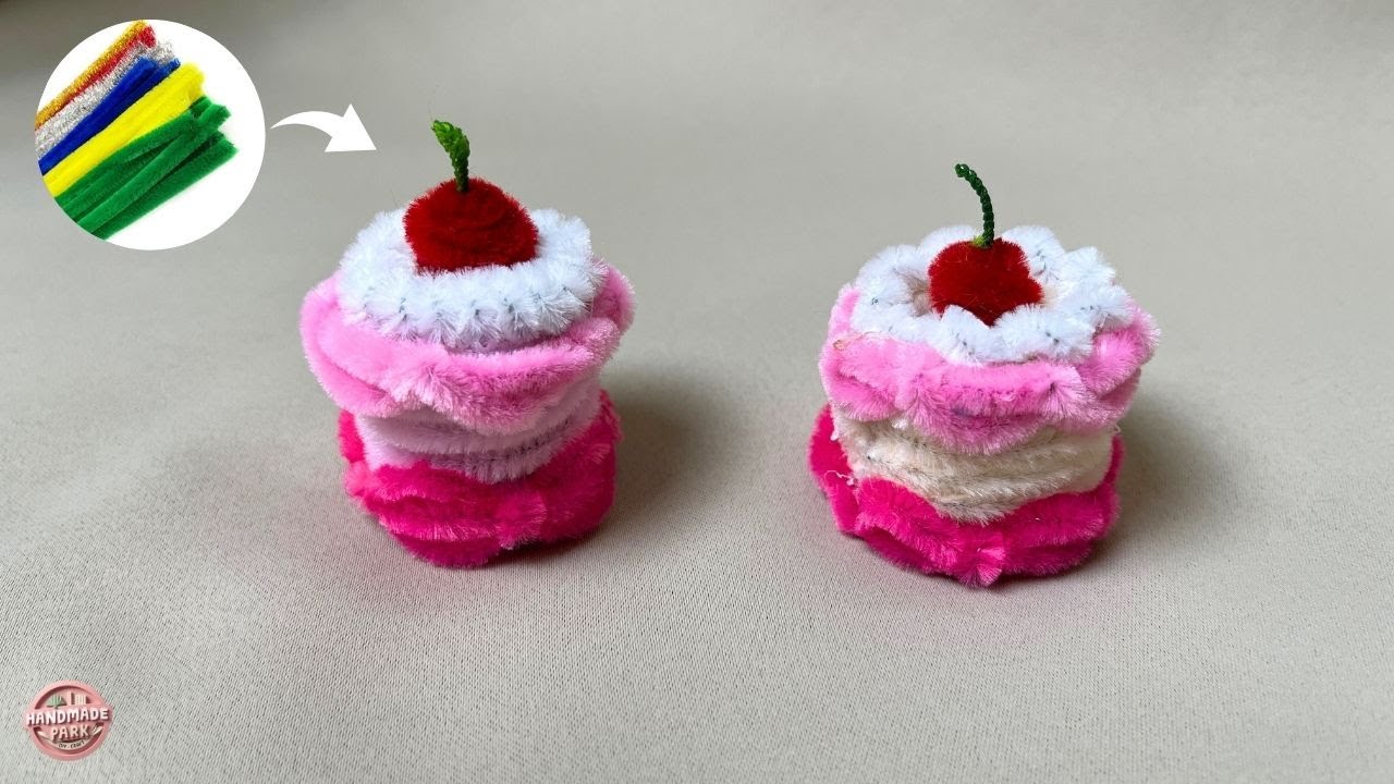 Pipe Cleaner Keychain💫How to make a Cherry birthday cake keychain with ...