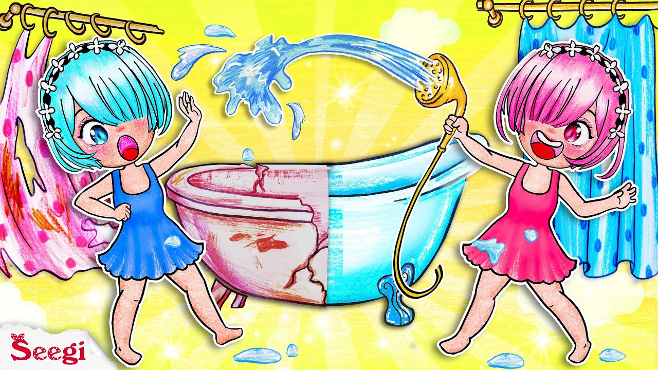 Blue and Pink Bathtub: My Bathroom Is Gone 🛀🛀 | Seegi Nursery Rhymes ...