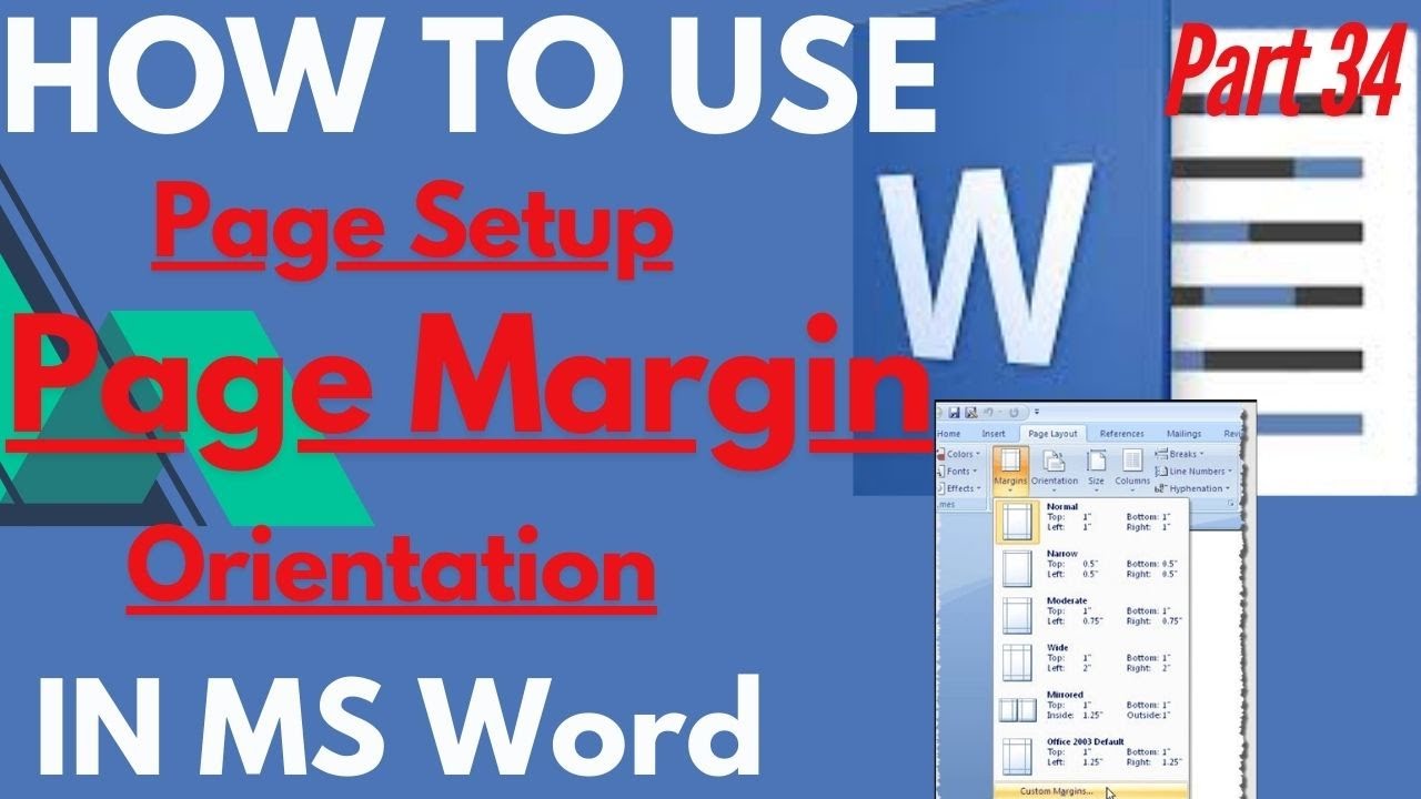 MSWORD-Layout Tab | Set Margins | Orientation in MS Word | Margine for ...