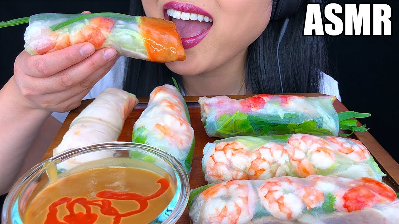 ASMR SHRIMP SPRING ROLLS (Extreme Crunch Eating Sounds) NO TALKING ...