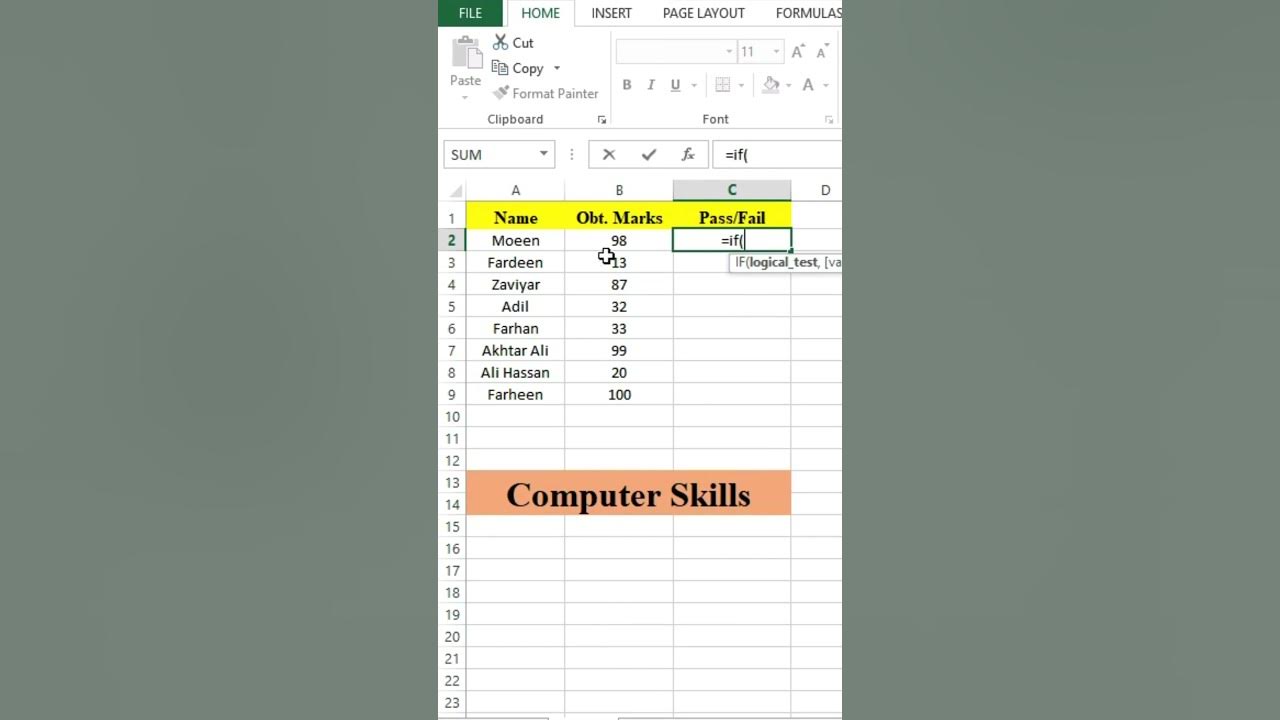 🎓 Pass or Fail in Excel Using IF Formula – Easy Tutorial! - YouTube