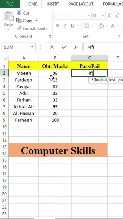 🎓 Pass or Fail in Excel Using IF Formula – Easy Tutorial! - YouTube