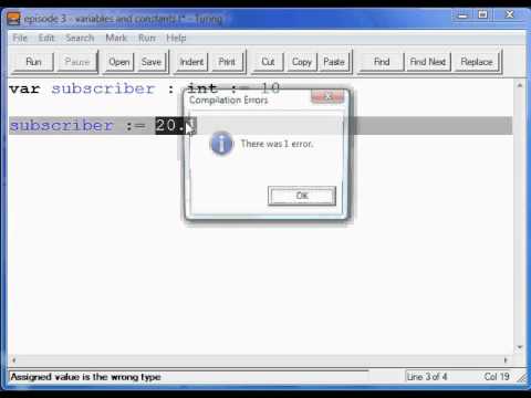 Turing Tutorial - episode 3 - variables and constants - YouTube