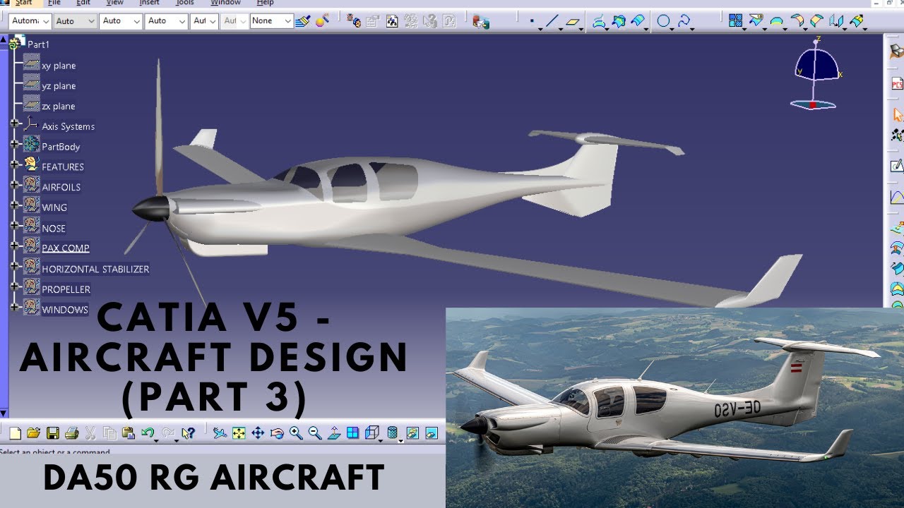 CATIA V5 - DA50 RG AIRCRAFT DESIGN USING GSD CATIA V5| BEGINNER - ADVANCED| PART 3 - NOSE ...