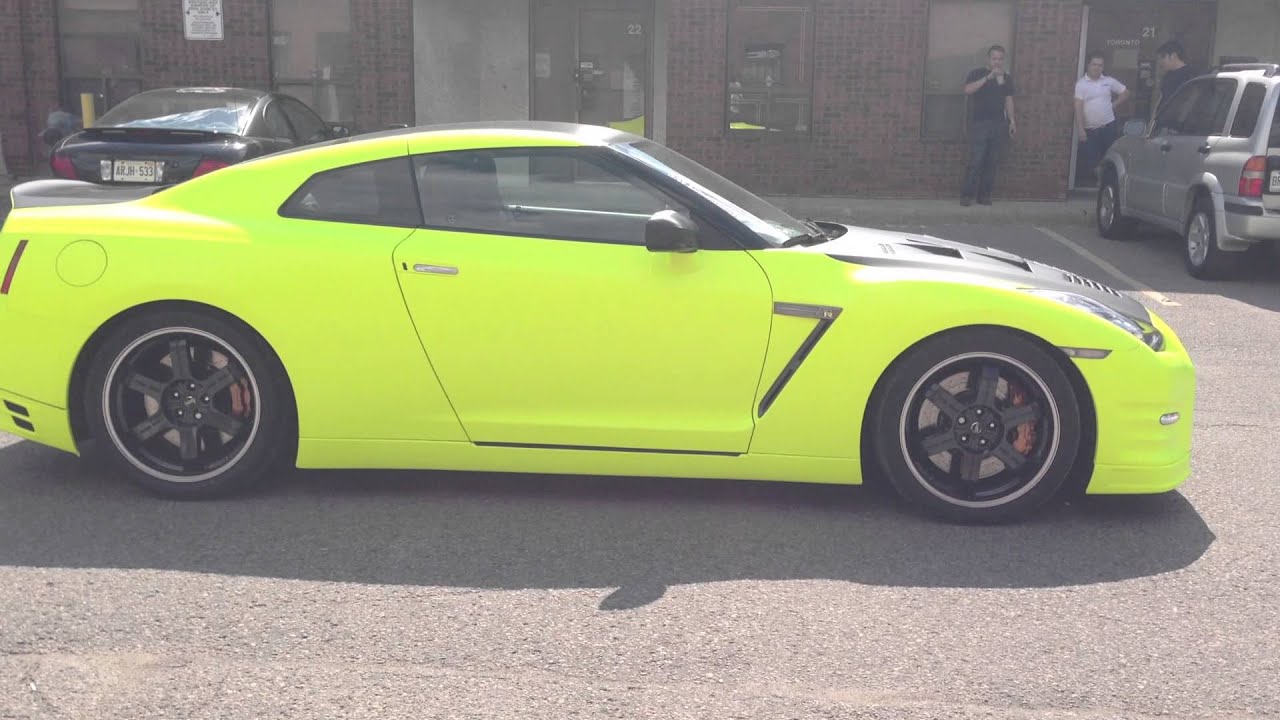 Satin Fluorescent Yellow Nissan GTR | Restyle It - Wrapped to ...