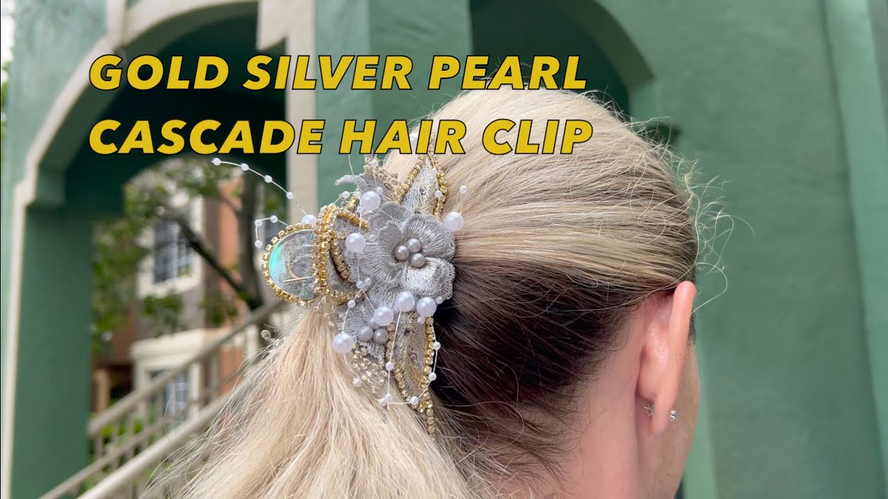 DIY Gold Silver Pearl Cascade Hair Clip - YouTube