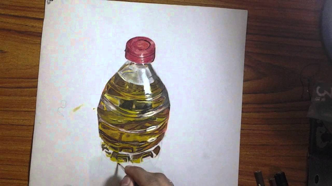 Drawing oil bottle .....time lapse video - YouTube