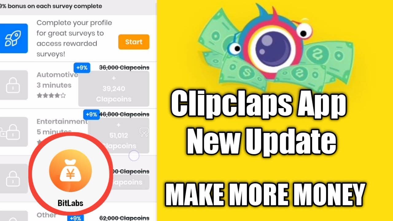 Clipclaps App New Update make more money With Bitlabs - YouTube