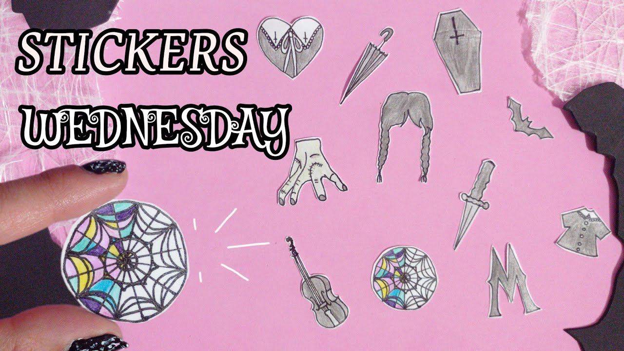 Cómo hacer stickers WEDNESDAY 💫 Manualidades con papel/ Manualidades ...