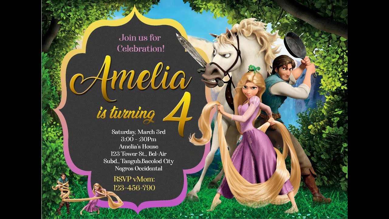 FREE Printable Tangled Rapunzel Invitation Templates Tutorials Using ...