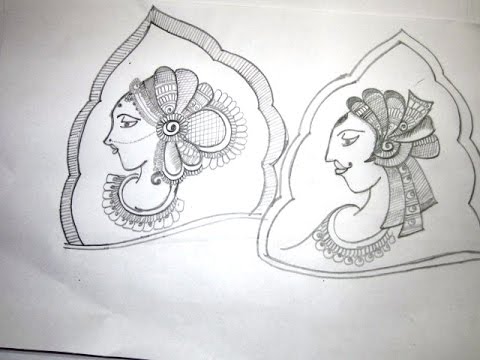 how to draw dulha-dulhan bridal mehendi shape 1 - YouTube