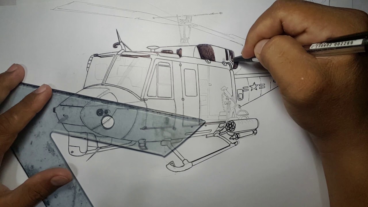 HUEY HELICOPTER SKETCH - YouTube
