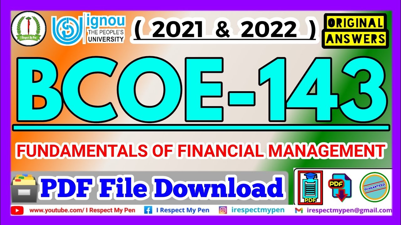 BCOE 143 Solved Assignment 2022 IGNOU BCOE143 Fundamentals Of Financial bcoe-143-solved-assignment-2022-ignou-bcoe143-fundamentals-of-financial