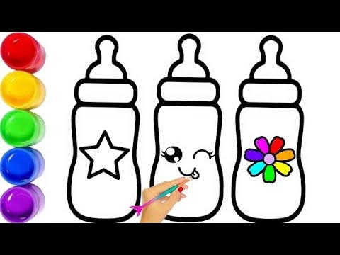Baby Milk Bottle Drawing Painting And Colouring For Kids Toddlers |How ...