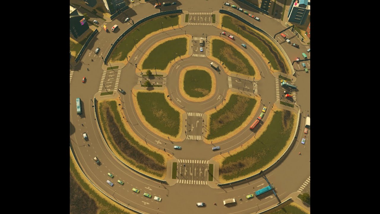 Cities Skylines Triple Roundabout Design part 1 - YouTube