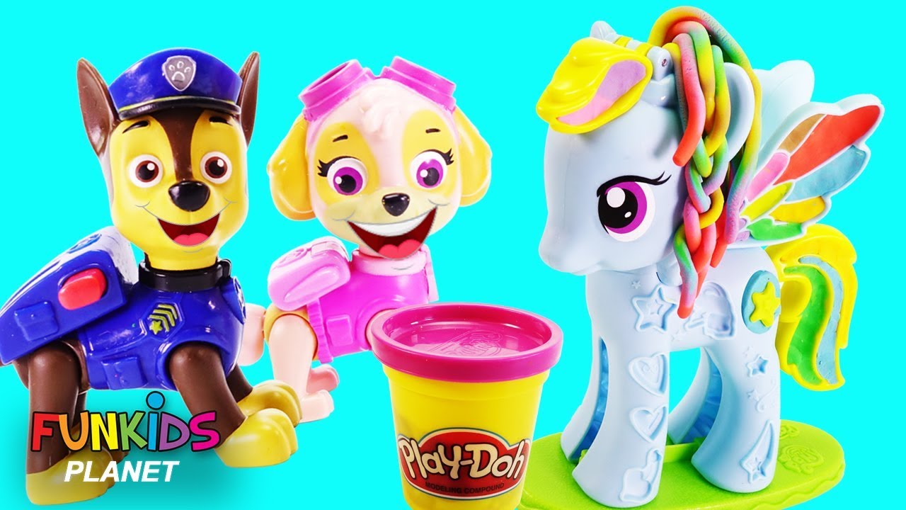 Paw Patrol and My Little Pony Magical Rainbow Play-Doh Party - YouTube