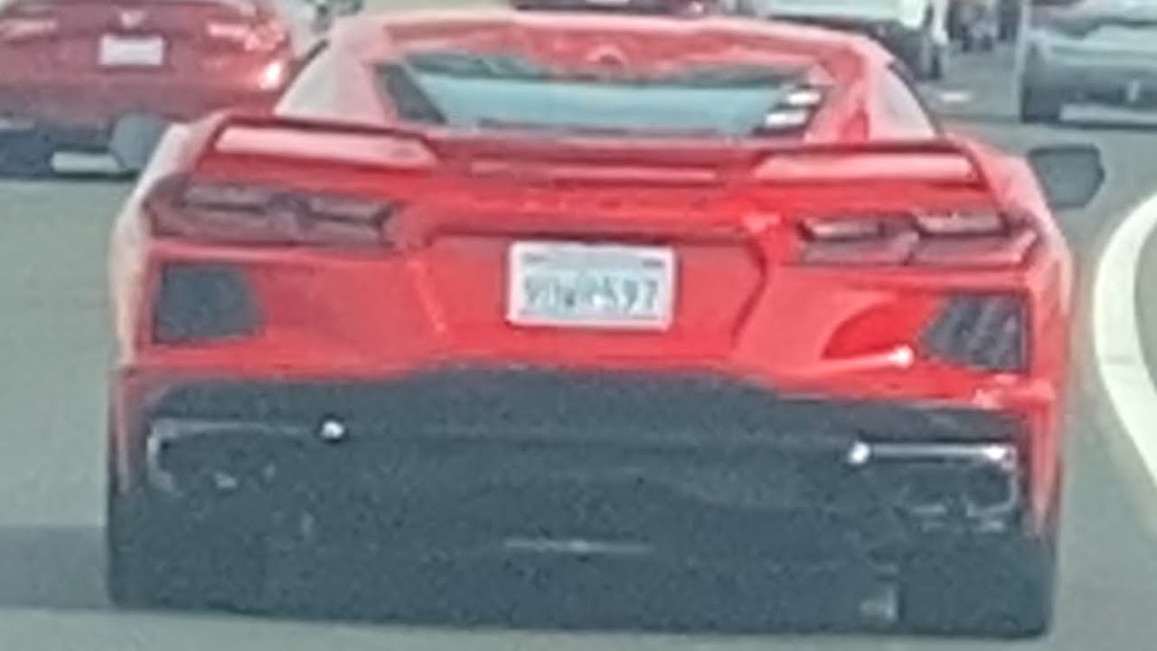 Red Corvette C8 Sports Car Driving Fast - YouTube