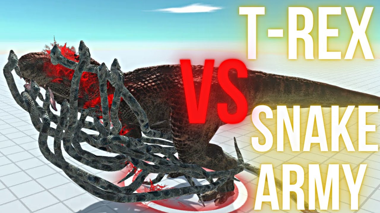 T-Rex Tyrannosaurus VS Snakes Army - Animal Revolt Battle Simulator ...
