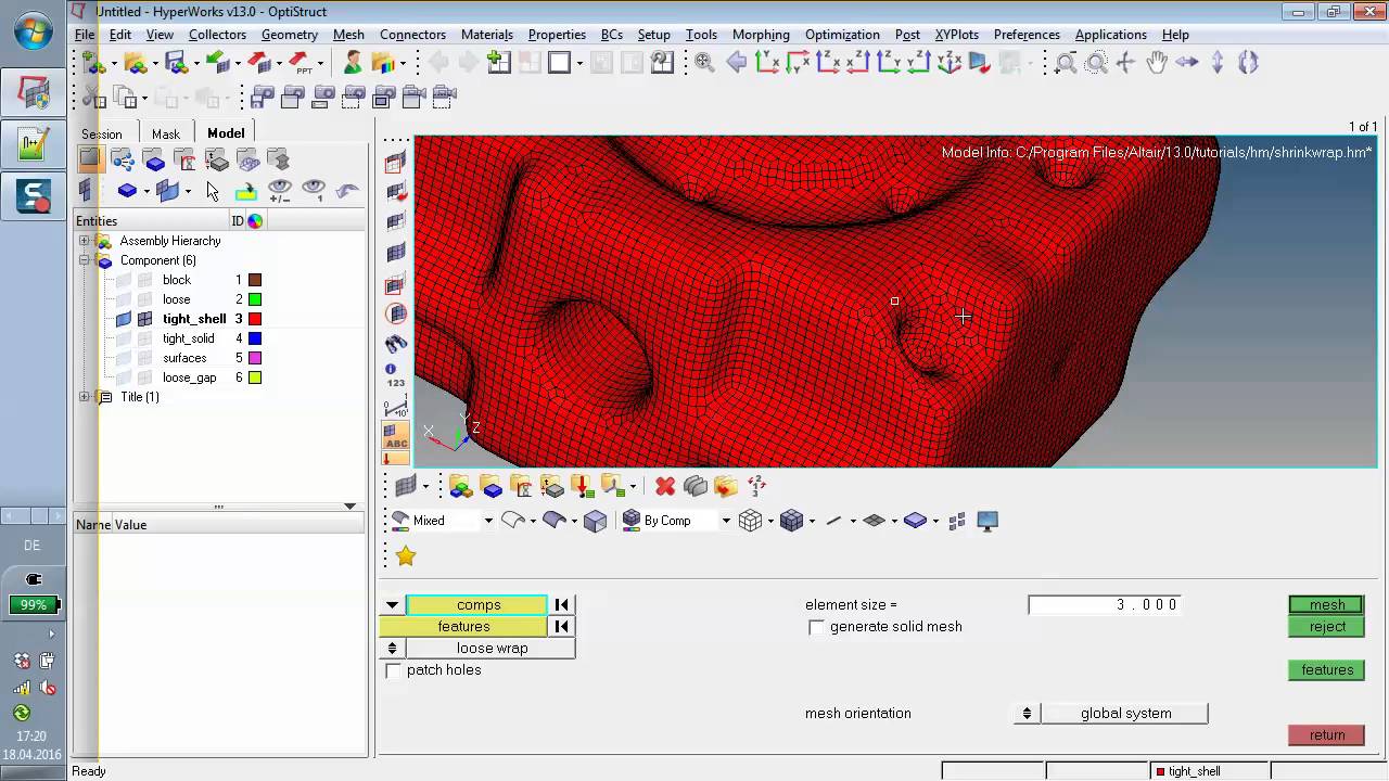 Hypermesh HM3150 Shrink Wrap Meshing - YouTube