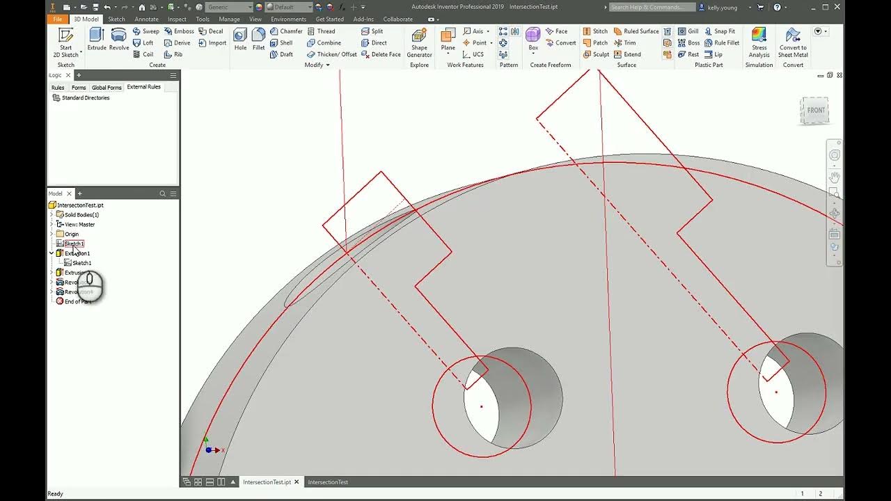 Linking Drawing 2D Sketch To Intersection Of Hole Centerline For Dimension - YouTube